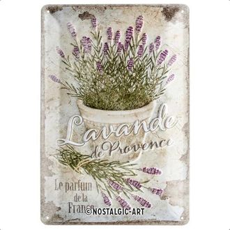 Nostalgic Art Plaque Vintage Home & Country - Lavande de Provence - Id&eacute;e de Cadeau pour la Cuisine, en m&eacute;tal, D&eacute;co Design Retro, 20 x 30 cm