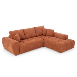 Oviala Canap&eacute; dangle droit en tissu 3 places terracotta