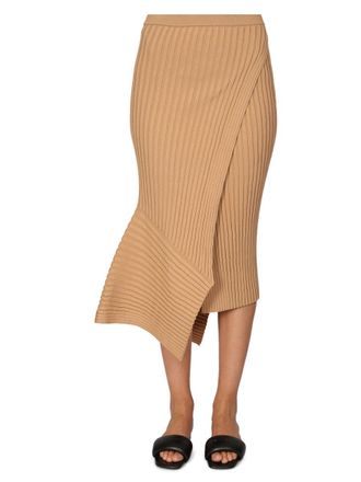 Stella McCartney Ribbed Cotton Midi Skirt - Beige