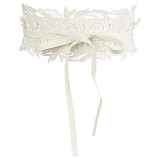 Allegra K Ceinture large en dentelle pour femmes enroul&eacute;e autour des ceintures Obi Croset Bowknot Blanc tour de taille 64-106 cm/25.20-41.73