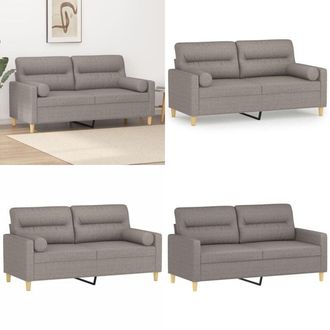 vidaXL 2-Sitzer-Sofa mit Zierkissen Taupe 140 cm Stoff - 2-Sitzer-Sofa - Wohnlandschaft - Couchtisch - Tapete - Dekoration - Home & Living