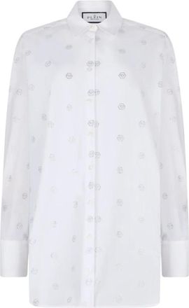 Philipp Plein Femme, Blouses et Chemises, Blanc, Taille: 36 FR Chemise Monogramm&eacute;e