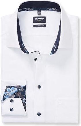 Olymp Luxor Chemise à manches longues pour homme, faux uni, 465, coupe moderne, 20,13 New Kent, Blanc 00, 43