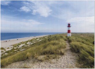 Wallario Duschmatte Antirutschmatte Badmatte Fu&szlig;matte Am Strand von Sylt Leuchtturm auf der D&uuml;ne Panorama, Gr&ouml;&szlig;e ca. 90 x 65 cm