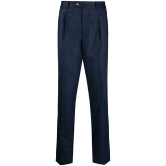 Brunello Cucinelli Virgin Wool Flannel Trousers With Pleat