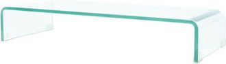 Festnight TV-Tisch aus Glas Bildschirmerhöhung Monitortisch Glastisch Fernsehtisch TV-Board Transparent 80x30x13cm