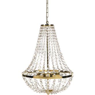Beliani Lustre Glam en Fer Plafonnier avec Cristaux Acryliques Dor&eacute; Diamante