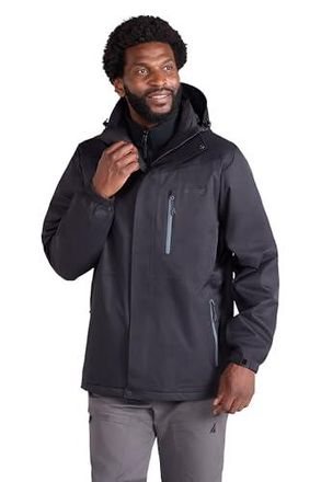 Mountain Warehouse Veste imperm&eacute;able Bracken Extreme 3 en 1 pour Hommes - Manteau dhiver Ajustable, Compatible avec Les &eacute;couteurs - pour Le Camping en Hiver Noir XL