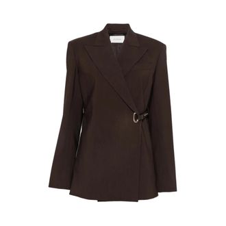 Sportmax Ma&szlig;geschneiderter Viskose-Blazer mit Lederg&uuml;rtel - - Jackets - Damen - Braun - XS