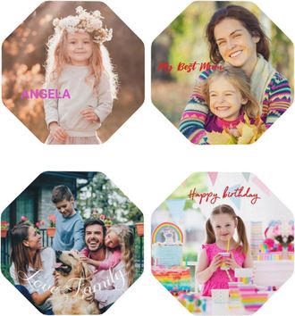 Generic Personalisiertes Leder-Untersetzer-Set, anpassbare Untersetzer f&uuml;r Getr&auml;nke mit individuellem Fototext, Logo, Fototassen-Untersetzer f&uuml;r Couchtisch, K