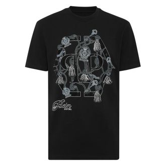 Philipp Plein Homme, Tops, Noir, Taille: XL T-Shirt Round Neck Ss