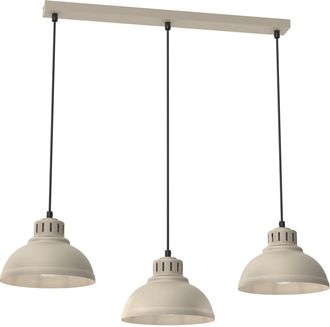 Licht-Erlebnisse Pendelleuchte Metall Beige Küche Wohnzimmer 75 cm länglich E27 Loft 3-flammig akzentuiert Hängelampe Esstisch BELLINDRIS