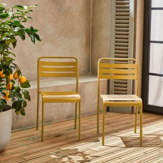 Sweeek Lot de 2 chaises de jardin acier. 2 places. ocre. Amelia. L44 x P52 x H79cm