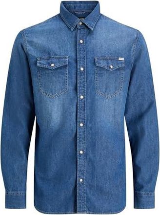 Jack & Jones Jjesheridan Shirt L/s, Chemise en jean Homme, Bleu (Medium Blue Denim Fit: Slim), XX-Large