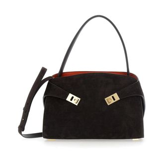 Ferragamo Femme, Sacs, Brun, Taille: ONE Size HUG Croco Print Suede