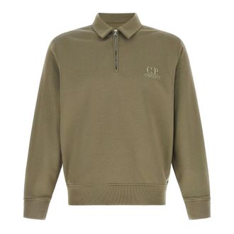 C.P. Company C.p. Company - Zip Half Polo - Homme - Sweatshirts et sweats &agrave; capuche - Vert - Taille: XL