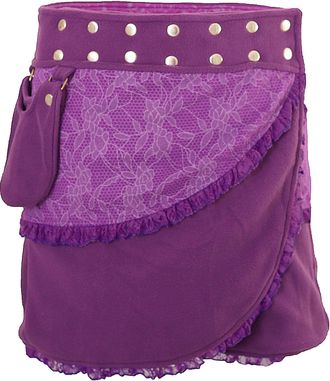 Purewonder Damen Wickelrock aus Fleece Winterrock Rock sk240 Lila Einheitsgr&ouml;&szlig;e Verstellbar