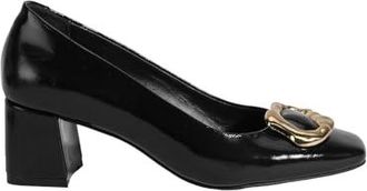 Desa Mocassins pour Femme - Tige en Cuir Verni, Talon Bloc, Respirants | Noir - 37