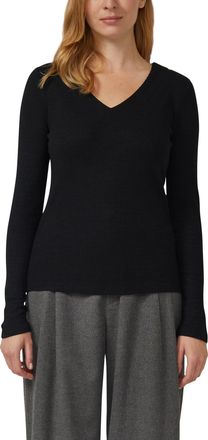 s.Oliver Geripptes Longsleeve mit V-Ausschnitt