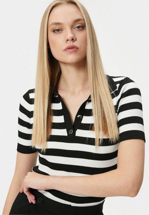 Koton Kurzarmpullover Polokragen Mit Jacquard Kurzarmpullover