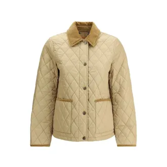 Burberry Femme, Vestes, Beige, Taille: 36 FR Veste matelass&eacute;e avec bordure en velours c&ocirc;tel&eacute;