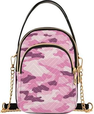 Mnsruu Sac à bandoulière pour femme - Motif camouflage rose - Sac à dos à bandoulière avec sangle réglable