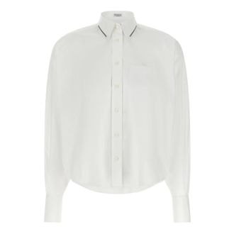 Brunello Cucinelli Monili-Kragen Popeline-Hemd - - Blouses & Shirts - Damen - Wei&szlig; - S