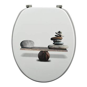 MSV WC Sitz Toilettendeckel MDF Holzkern Spirit Scharniere aus Edelstahl