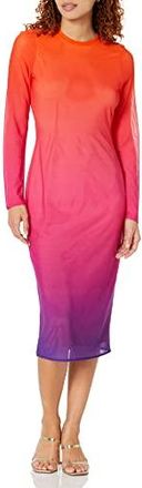 The Drop Robe Midi pour Femme, Gene, à Manches Longues et Dos Ouvert, en Maille, Dégradé Orange, Rose, Violet, Taille 5XL Grande Taille