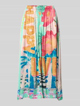 Miss Goodlife Midirock aus reiner Viskose mit Allover-Motiv-Print