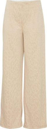 Ichi IHKATE Leopard Jacquard Wide PA Damen Stoffhose Hose 80% Polyester, 18% Viskose, 2% Elasthan Regular fit, Größe:L, Farbe:Doeskin (151308)