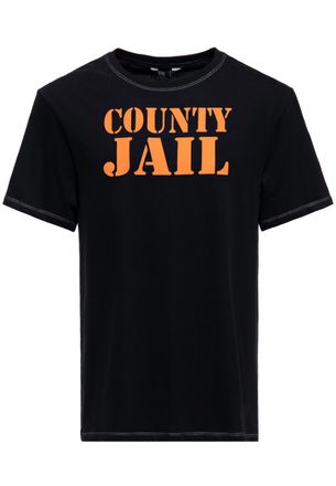 King Kerosin Herren T-Shirt Statement Jail Prisoner Kurzarm Beidseitig Vorder- Und R&uuml;ckseite Regular Fit Print Vintage Retro Biker County Jail
