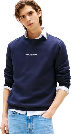 Tommy Hilfiger Herren Sweatshirt Logo Crewneck Rundhalsausschnitt, Blau (Desert Sky), 3XL