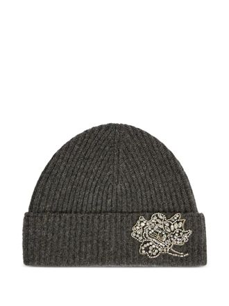 Erdem bonnet côtelé à logo orné - Gris