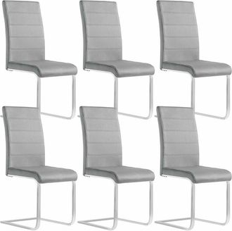 Woltu Woltu - Lot de 4 chaises cantilever en velours gris fonc&eacute; - Assise ergonomique - Cadre en m&eacute;tal galvanis&eacute; - Dimensions 41x55.5x100 cm