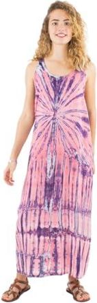 Coline Robe Longue imprimé Tie and Dye - Couleur : Saumon - Taille Unique