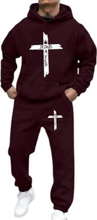 Generic Surv&ecirc;tement pour homme - Ensemble complet imprim&eacute; &agrave; manches longues - Sweat &agrave; capuche - Ensemble de jogging moderne - Mode sportive - Haut et pantalon