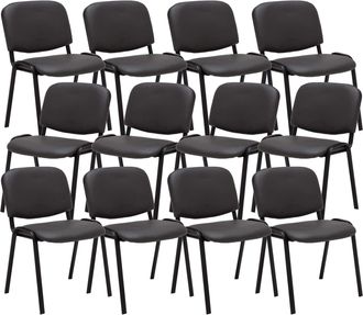 Clp 12er Set Besucherstuhl Ken Kunstleder I Stapelstuhl Mit Robustem Metallgestell I Polsterstuhl Mit R&uuml;ckenlehne, Farbe:grau