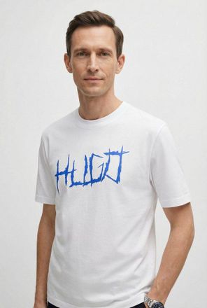 HUGO BOSS T-Shirt Rundhalsausschnitt, Regular Fit, Logodruck