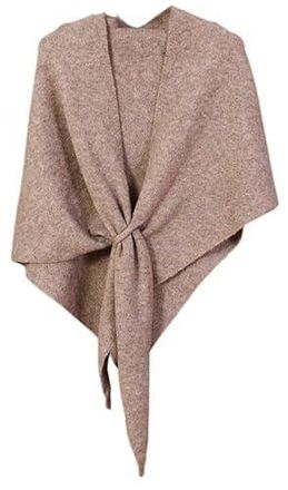 Generic Ch&acirc;le en laine m&eacute;lang&eacute;e de couleur unie pour femme, cape en laine cachemire &eacute;paules haut pull ch&acirc;le &eacute;charpe pour robes de soir&eacute;e, a-kaki, Taille uniqu