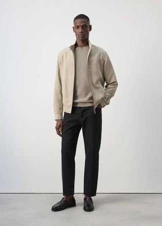 Mango Pull en m&eacute;lange de coton maille fine gris vison - Homme - XXL - MANGO MAN