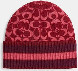 Coach Beanie mit Umschlag, Signature und Varsity-Streifen