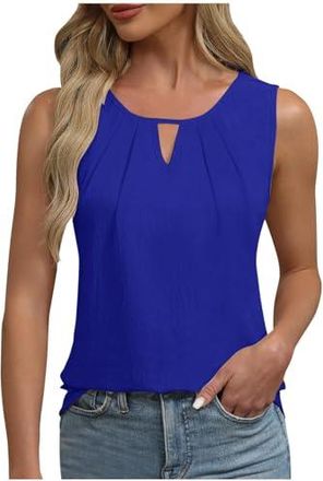 Generic D&eacute;bardeur habill&eacute; sans manches pour femme 2025 basique ample avec d&eacute;coupes pour le travail, l&eacute;t&eacute;, d&eacute;contract&eacute;, coupe ample, tendance, d&eacute;bardeur pliss&eacute;