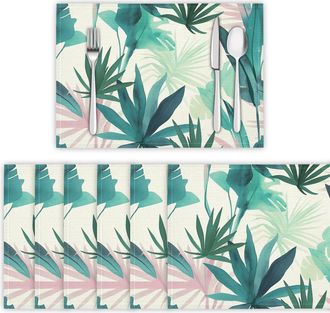 Generic 6 er Set Platzsets 45x147cm Platzdeckchen rutschfest Abwaschbar Tischmatten Abgrifffeste Hitzebest&auml;ndig Tischsets,Tropische Bl&auml;tter Farbe Platz-Matten