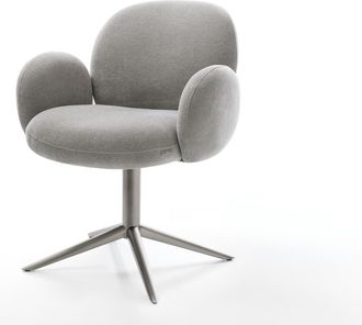 DELIFE Drehstuhl Nube-Flex mit Armlehnen Strukturstoff Soft Grau Fußkreuz Graphit 360° drehbar Wippfunktion Taschenfederkern, Esszimmerstühle