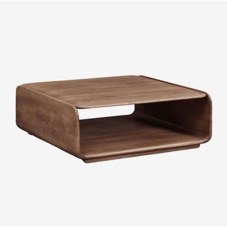 Sklum Tinsley quadratischer Couchtisch aus Holz 110 x 110 cm Akazienbraun dunkel