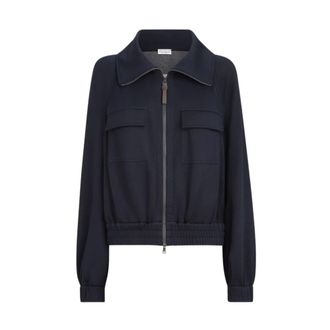 Brunello Cucinelli Interlock Cardigan mit Monili - - Knitwear - Damen - Blau - M