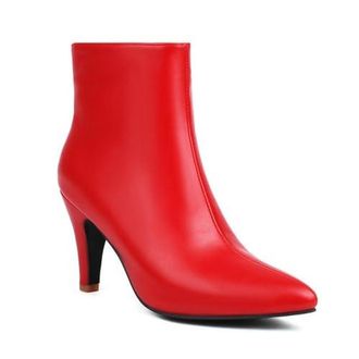 Generic Bottines &agrave; talon chaton pour femme - Bout pointu - Fermeture &eacute;clair lat&eacute;rale - Pour le travail de bureau, Rouge, 40.5 EU