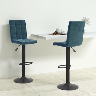 vidaXL Barhocker 2 Stk. Blau Samt Vidaxl