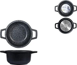 hOme Home Pietra Kasserolle Antihaft mit 2 Griffen, Stein, Schwarz, 16 cm